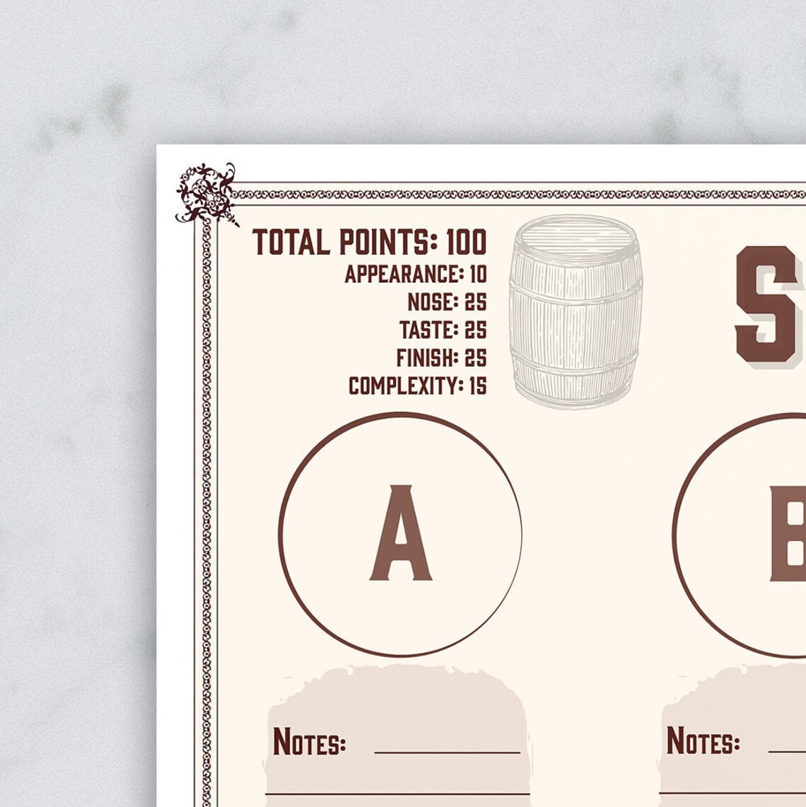 Scotch Tasting Sheet for 4 Tastings - Scotch Tasting Mat - Scotch ...