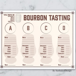 Bourbon Tasting Sheet for 4 Bourbon Tasting Mat Bourbon | Etsy