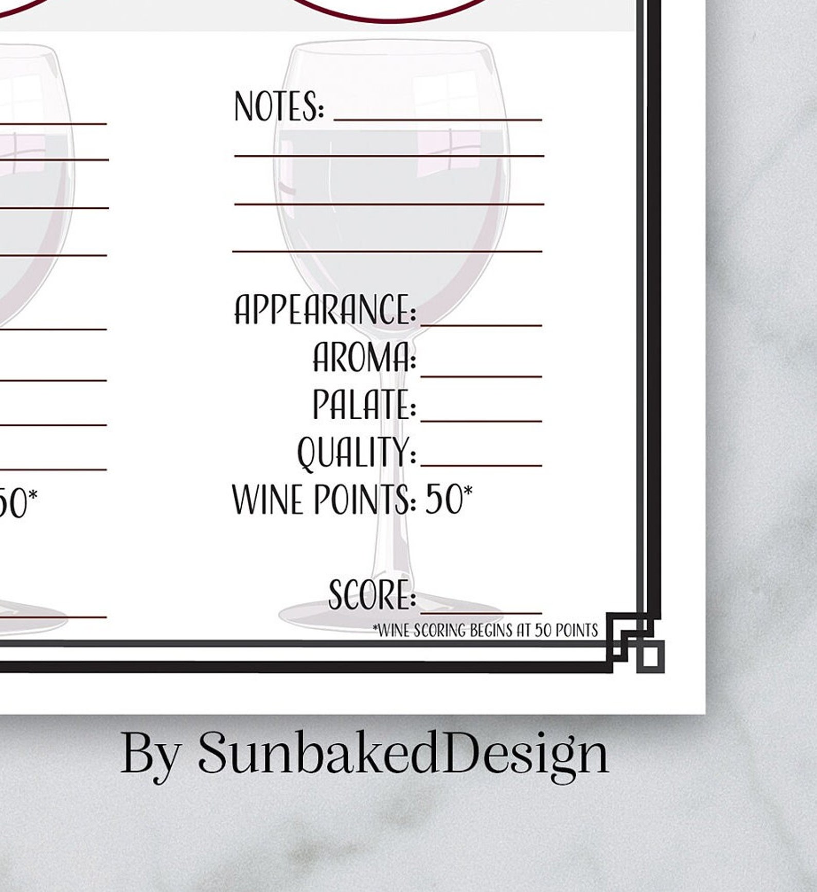 Wine Tasting Sheet: Professional 100 Point Scoring (download) - Etsy