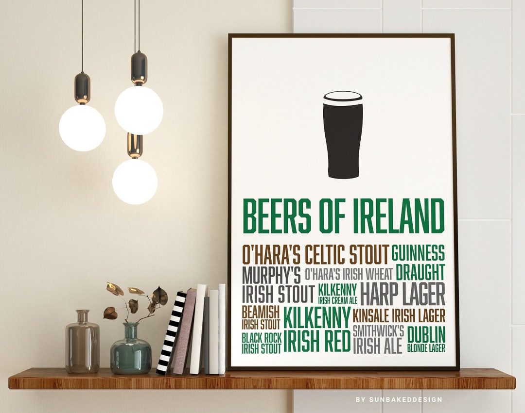 Irish Beer Poster, Beers of Ireland, St. Patrick's Day Decor ...