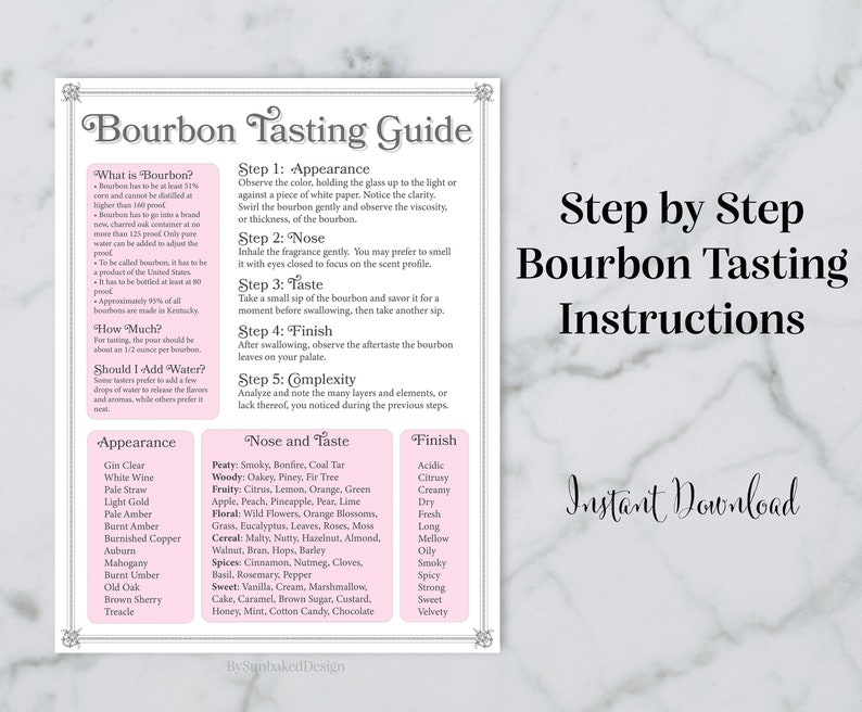 Bourbon Tasting Bundle for Ladies Night - Bourbon Tasting Sheet for 4 ...