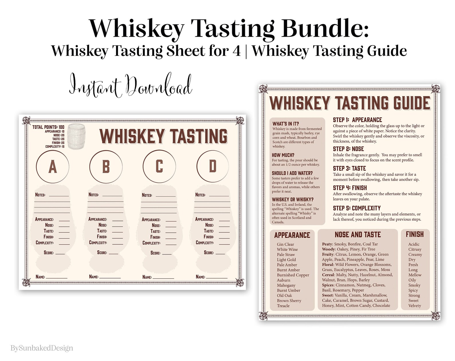 Whiskey Tasting Bundle Whiskey Sheet for 4 and Whiskey - Etsy