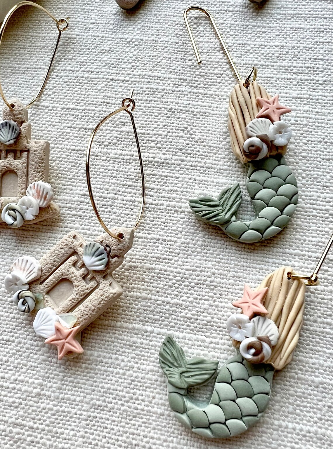 Mermaid Ear Thread Polymer Clay Mermaid Earrings Clay - Etsy
