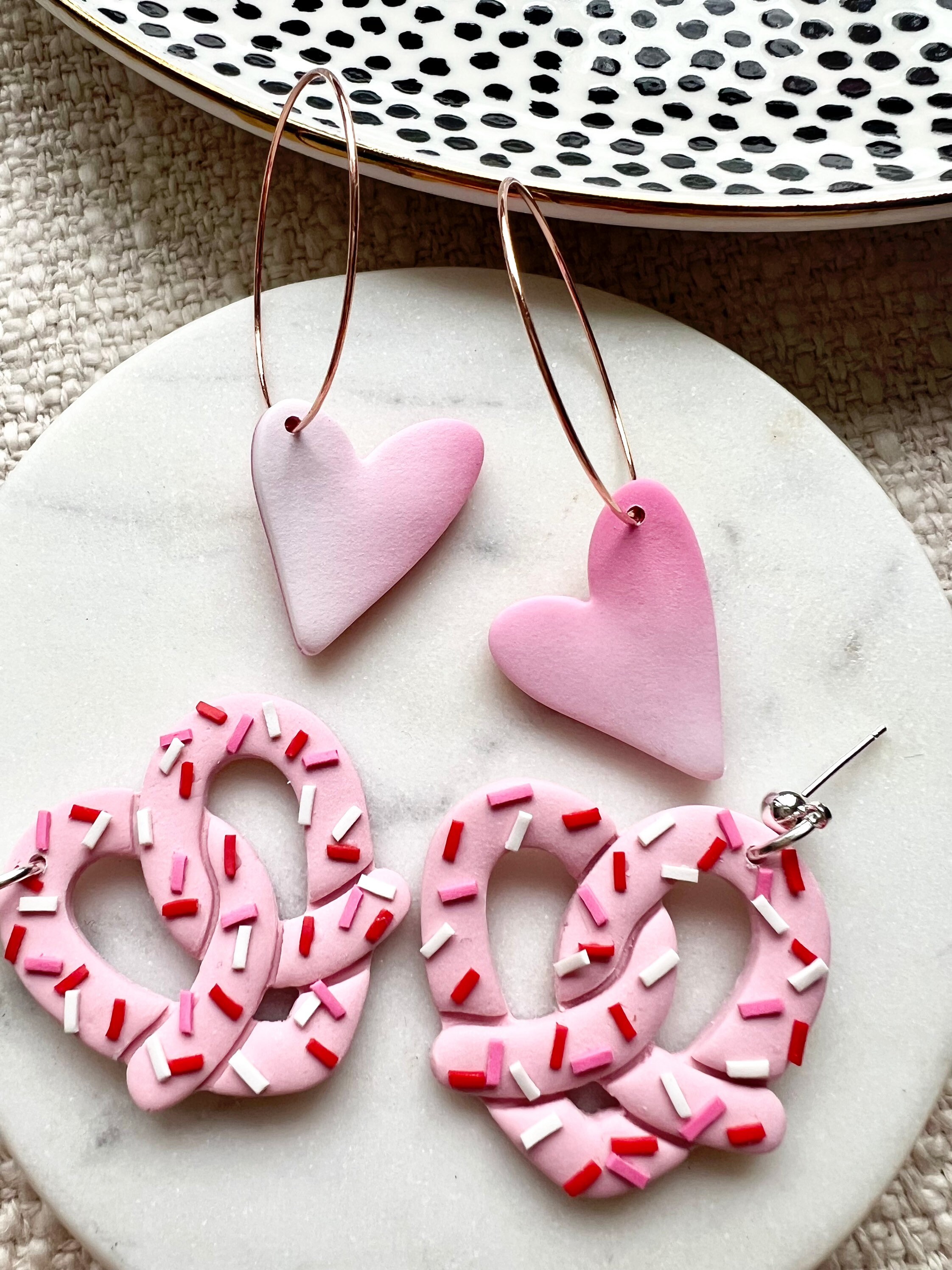 Ombré Heart Hoop Polymer Clay Heart Earrings Pink Heart - Etsy