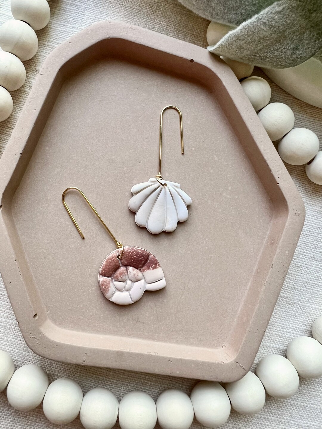 Seashell Ear Thread Polymer Clay Seashell Earrings Clay - Etsy