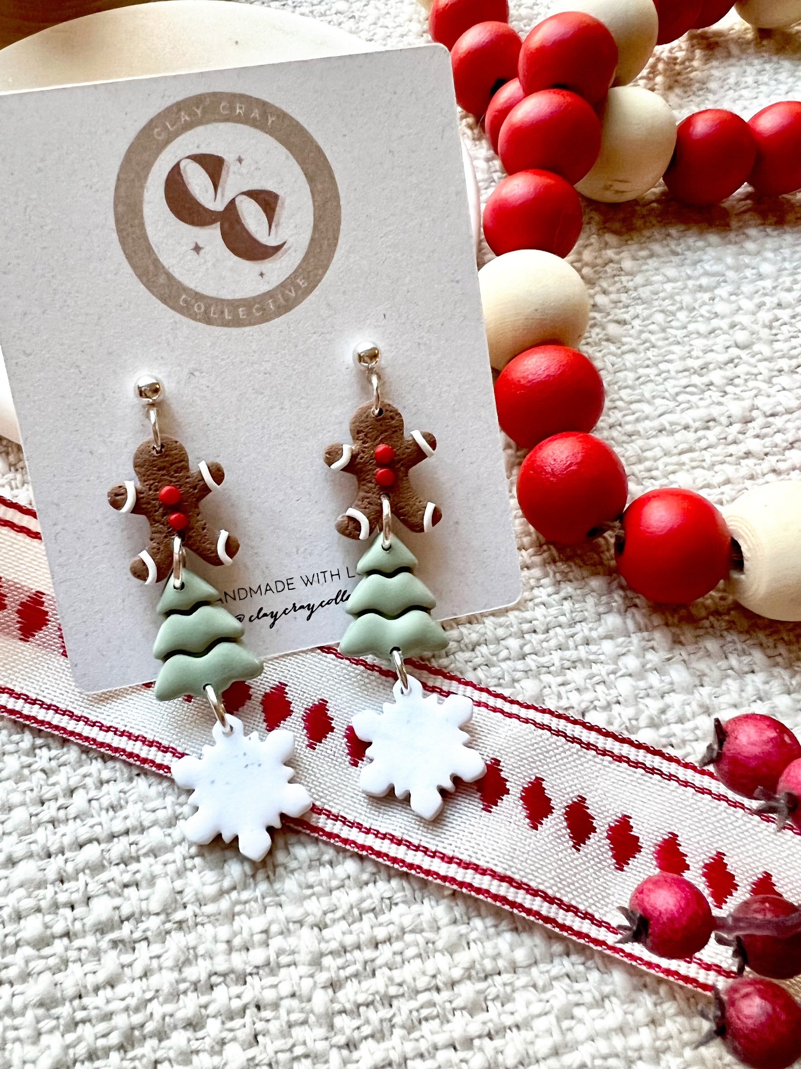 Christmas Dangle Polymer Clay Christmas Earrings All - Etsy