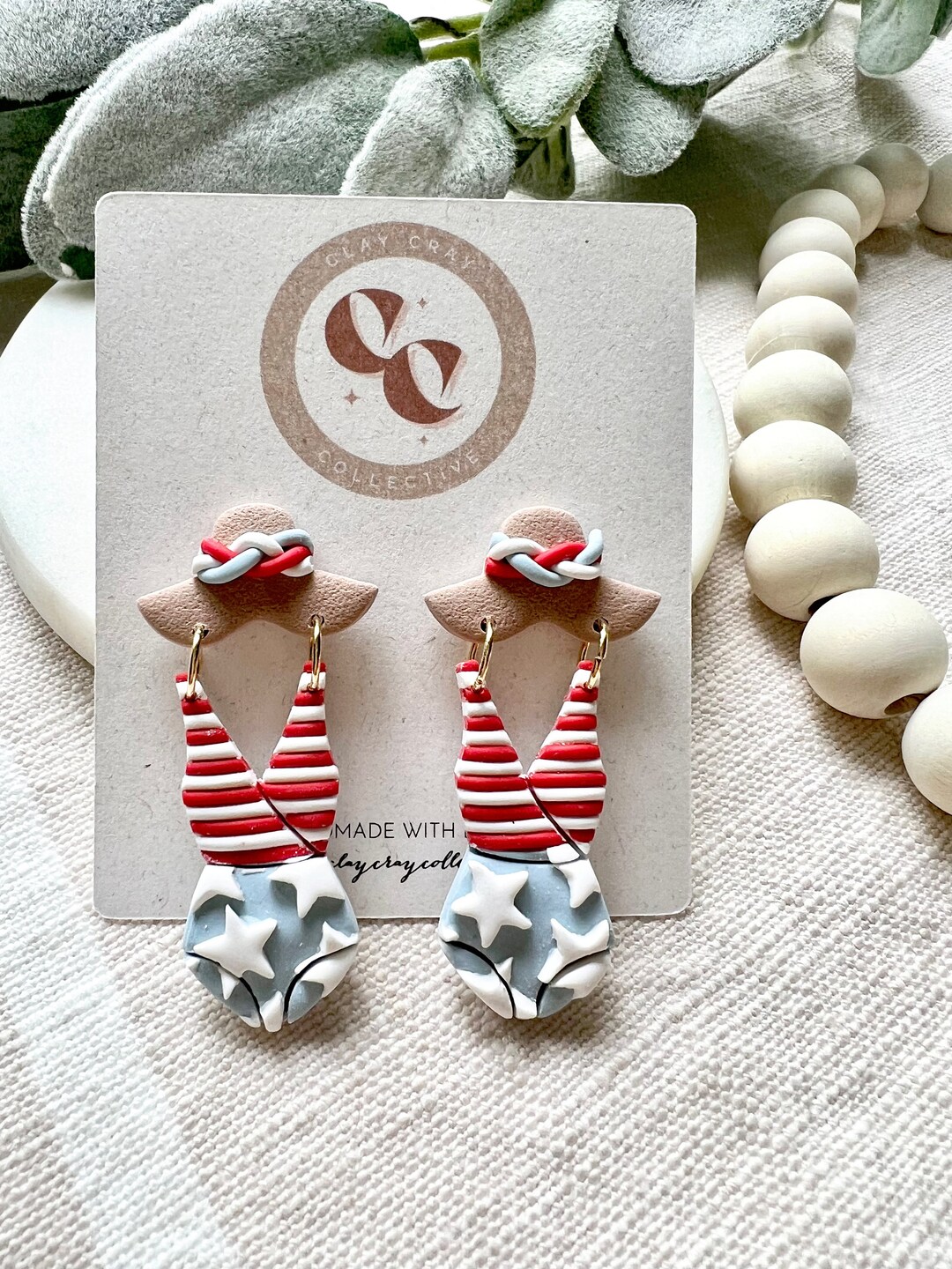 Americana Bathing Suit Dangle Polymer Clay Bathing Suit - Etsy