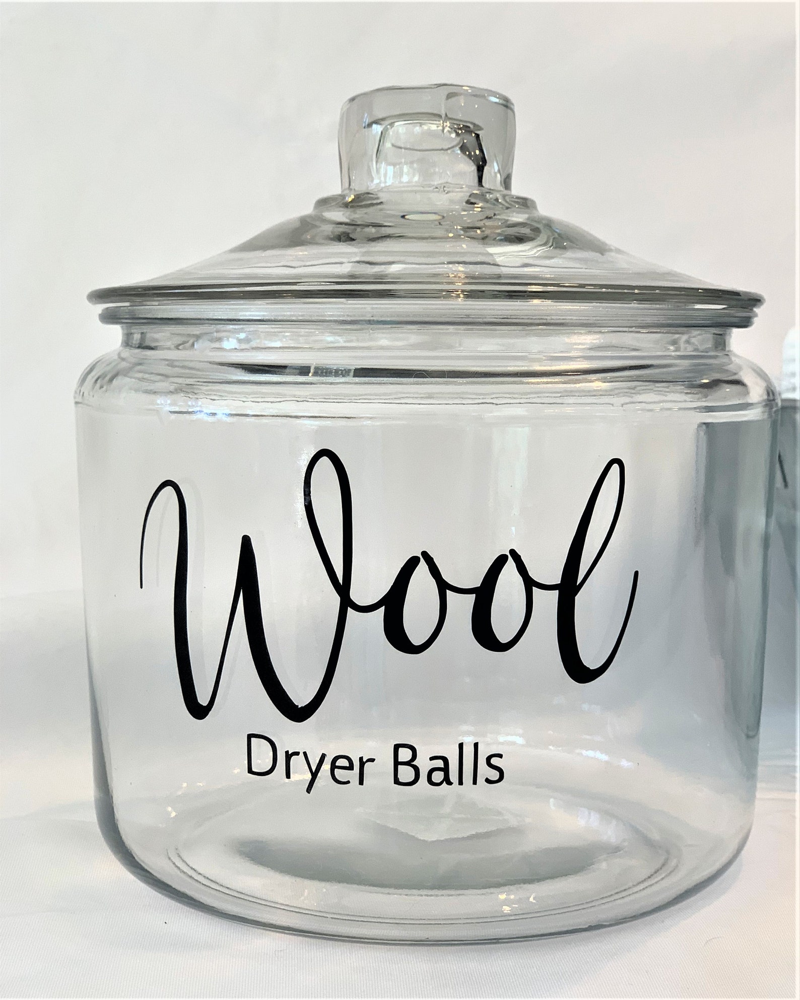 Laundry Collection Clear Glass Wool Dryer Balls Jar With - Etsy
