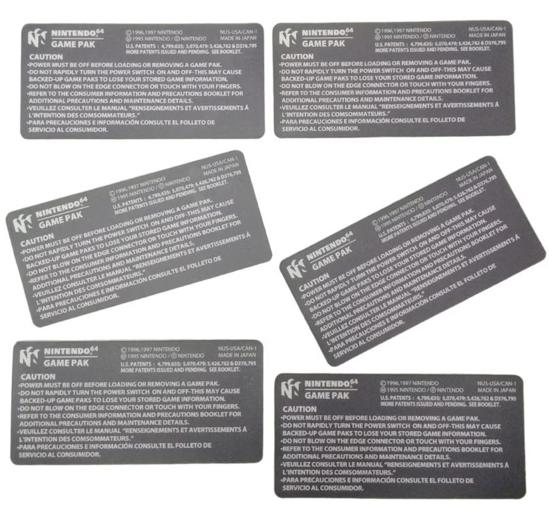 Nintendo 64 Back Replacement Labels/stickers - Etsy