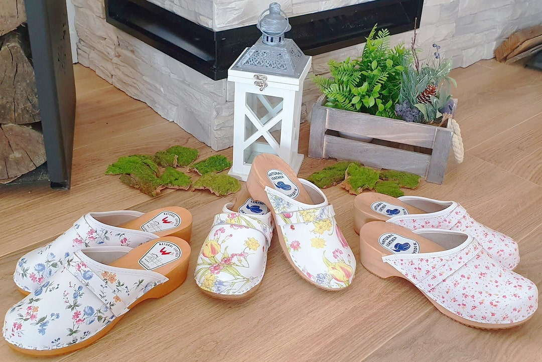 Clogs Women's Clogs Classic POLISH Product in Flowers Medical Leather ...