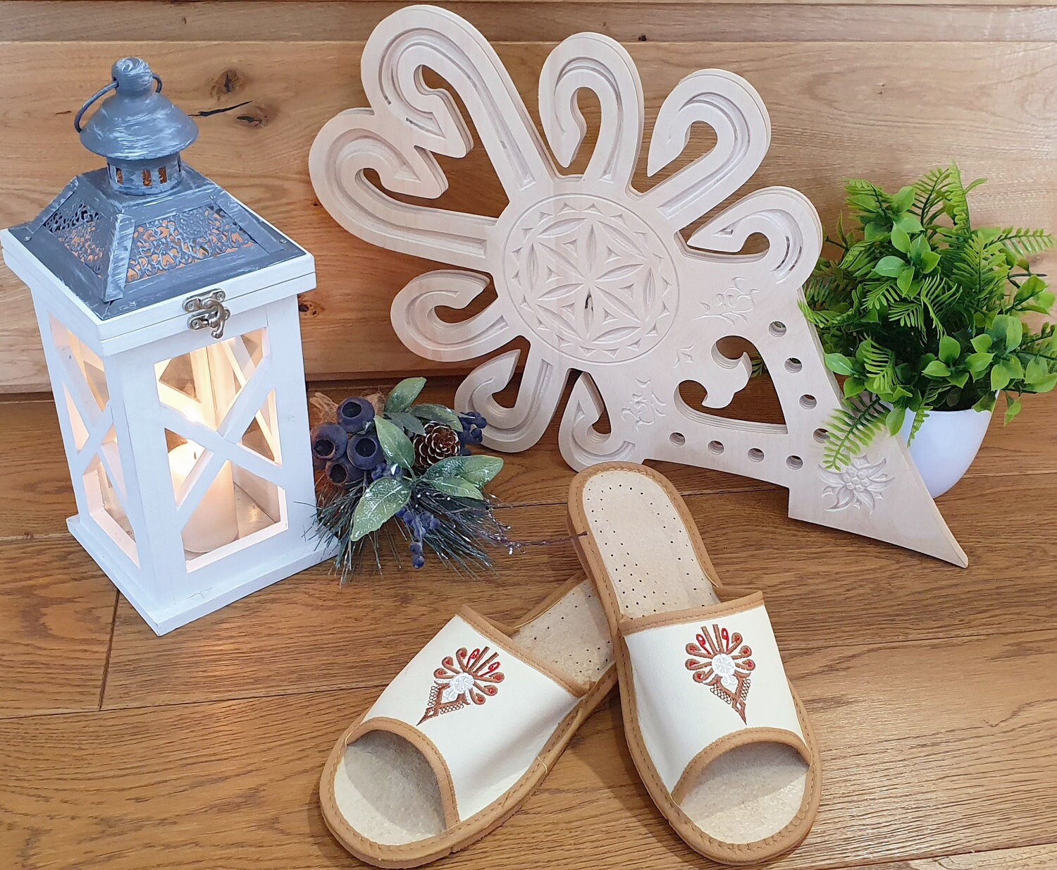 Women Home Traditional Leather Polish Folk Slipper Indoor Patern ...