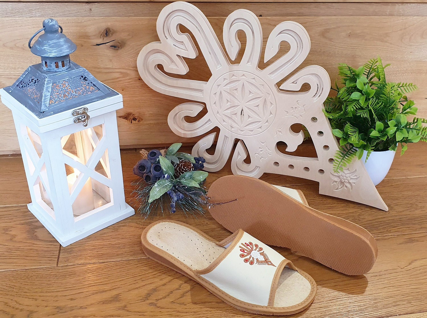 Women Home Traditional Leather Polish Folk Slipper Indoor Patern ...