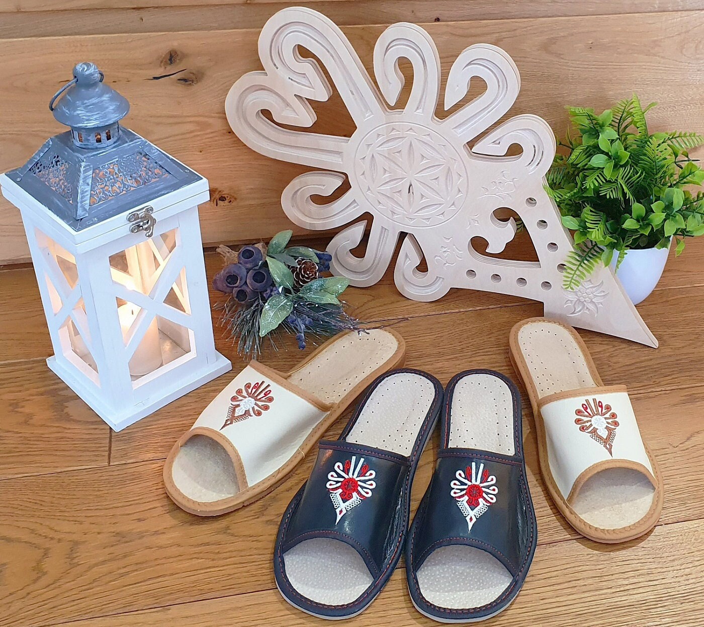 Women Home Traditional Leather Polish Folk Slipper Indoor Patern ...