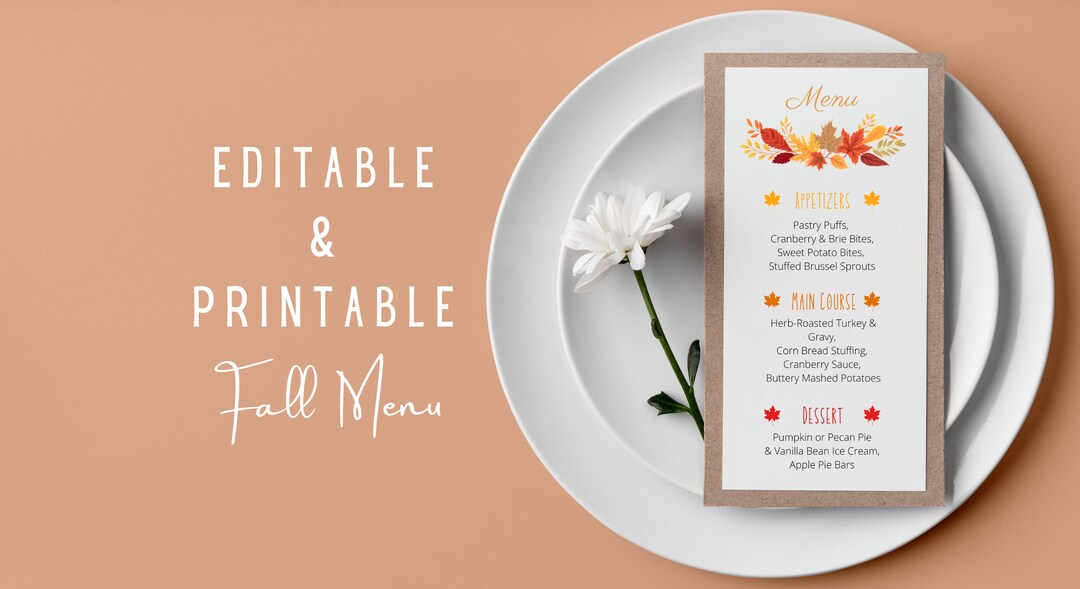 Fall Leaves Menu, Autumn Leaves Menu, Thanksgiving Menu, Cute ...
