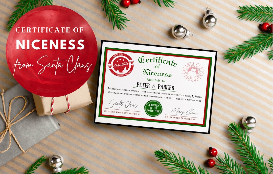 Editable Santa Official Nice List Certificate, Christmas Certificate ...