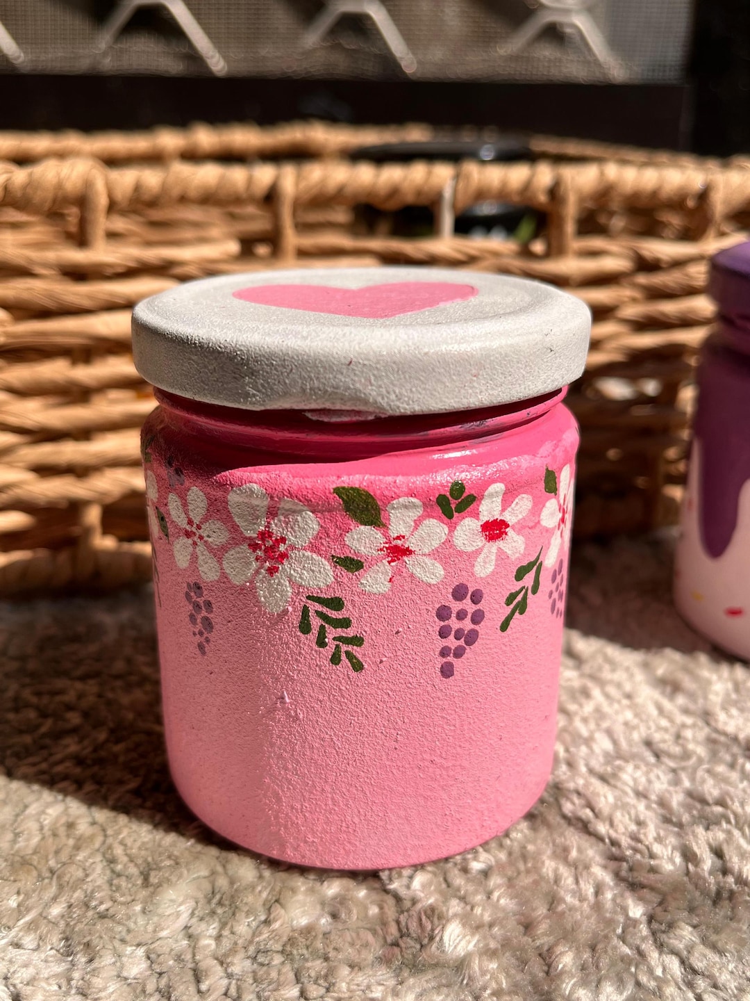 Hand-painted Glass Jar for Home Decor or Storage – Perfect Christmas ...