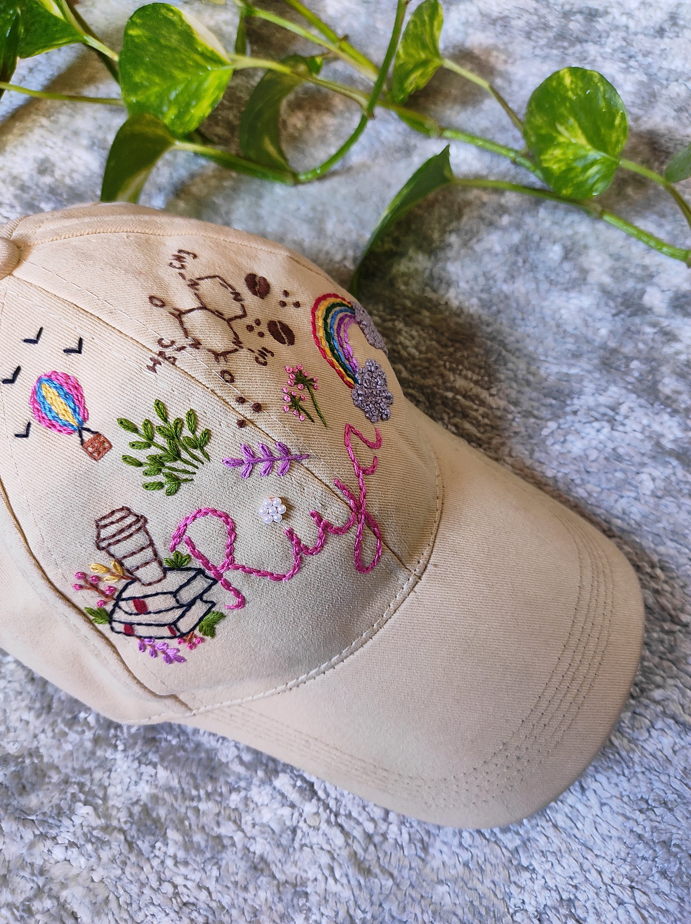 Hand Embroidered Personalized Cap / Personalised Embroidery Cap ...
