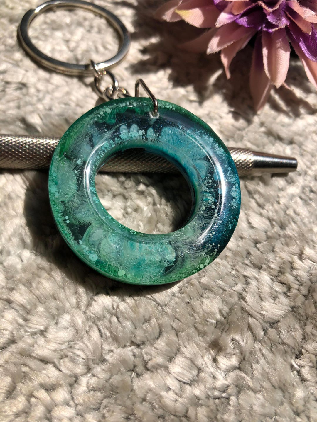 Custom Initial Resin Keychain | Handmade Ink Effect Monogrammed ...