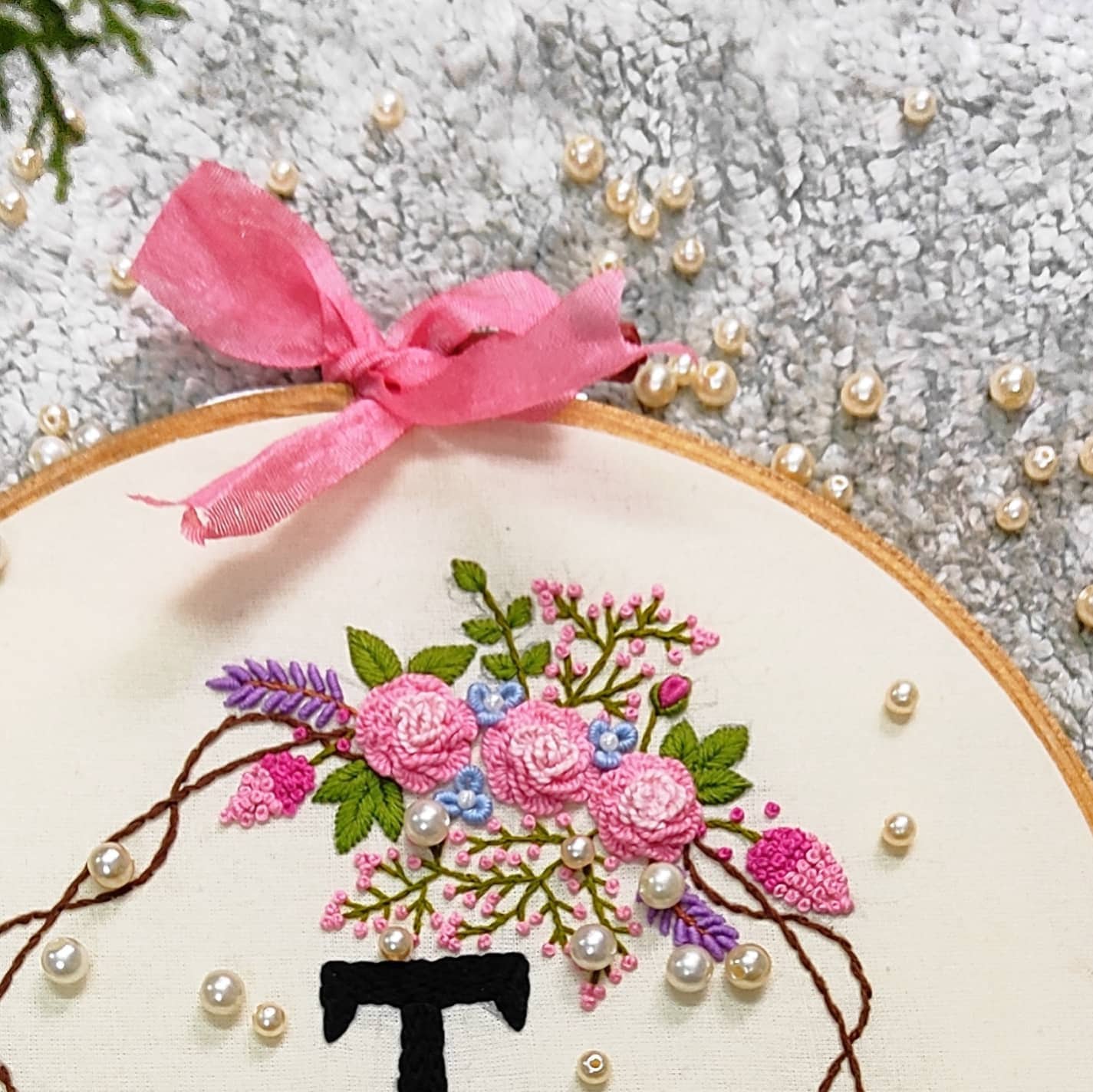 Personalised Floral Alphabet Embroidery Hoop / Embroidery Wall Hanging ...