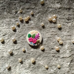 Floral Embroidered Big Size Buttons / Set of Hand Made Button ...