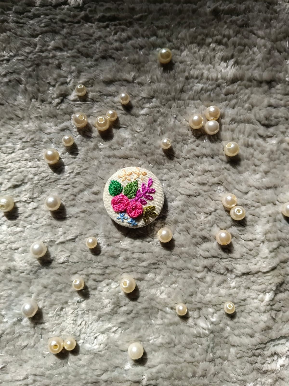 Floral Embroidered Big Size Buttons / Set of Hand Made Button ...