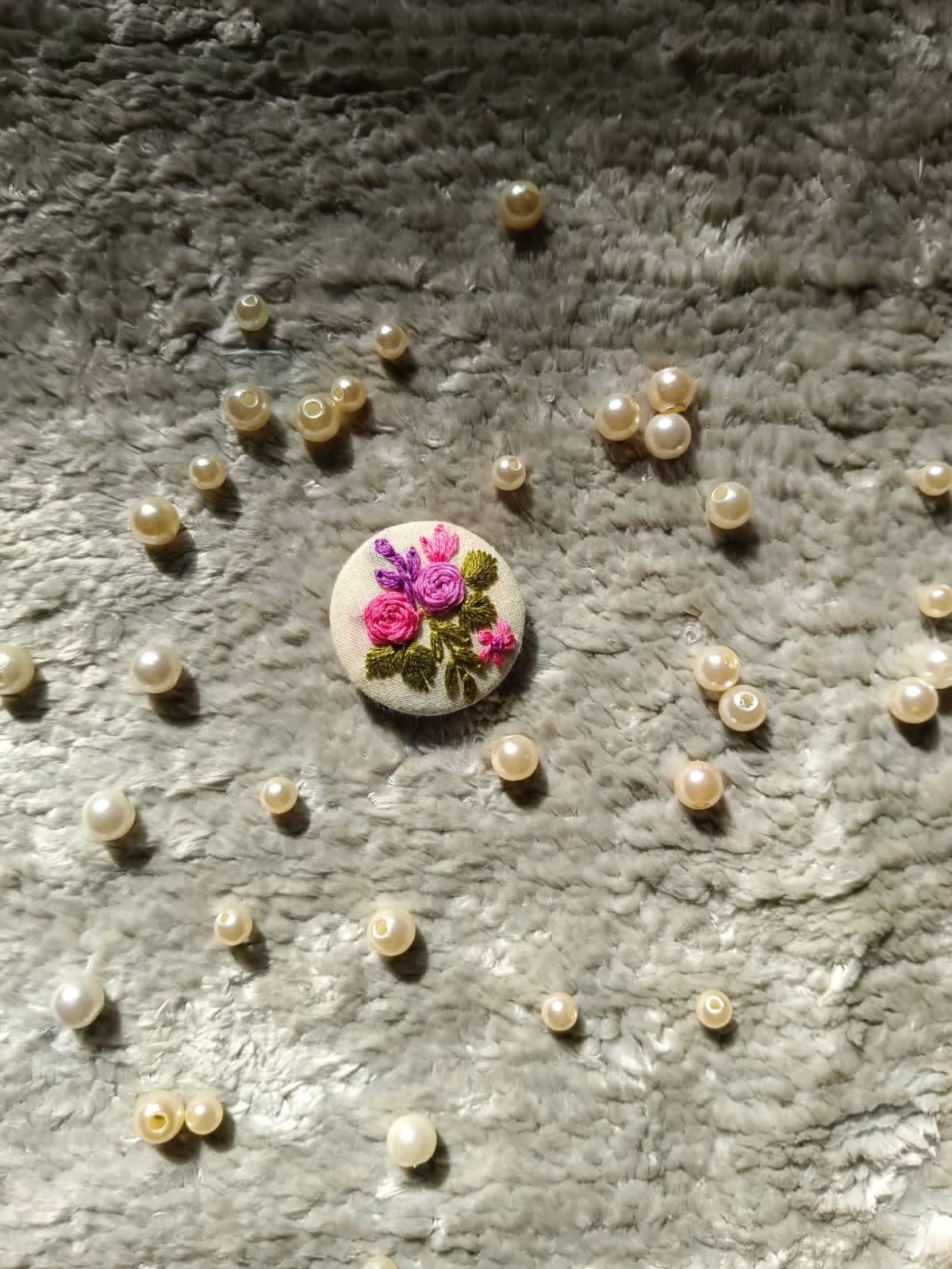 Floral Embroidered Big Size Buttons / Set of Hand Made Button ...