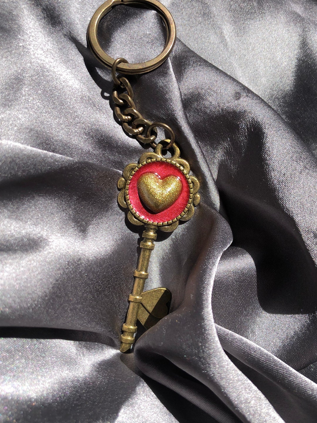 Resin Key Shape Keychain With Heart – Unique and Stylish Accessory - Etsy