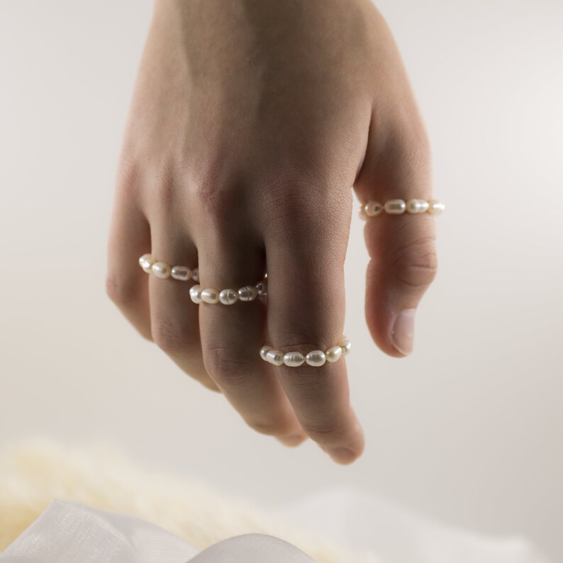 Elastic Freshwater Pearl Ring Adjustable / Stretch Ring - Etsy
