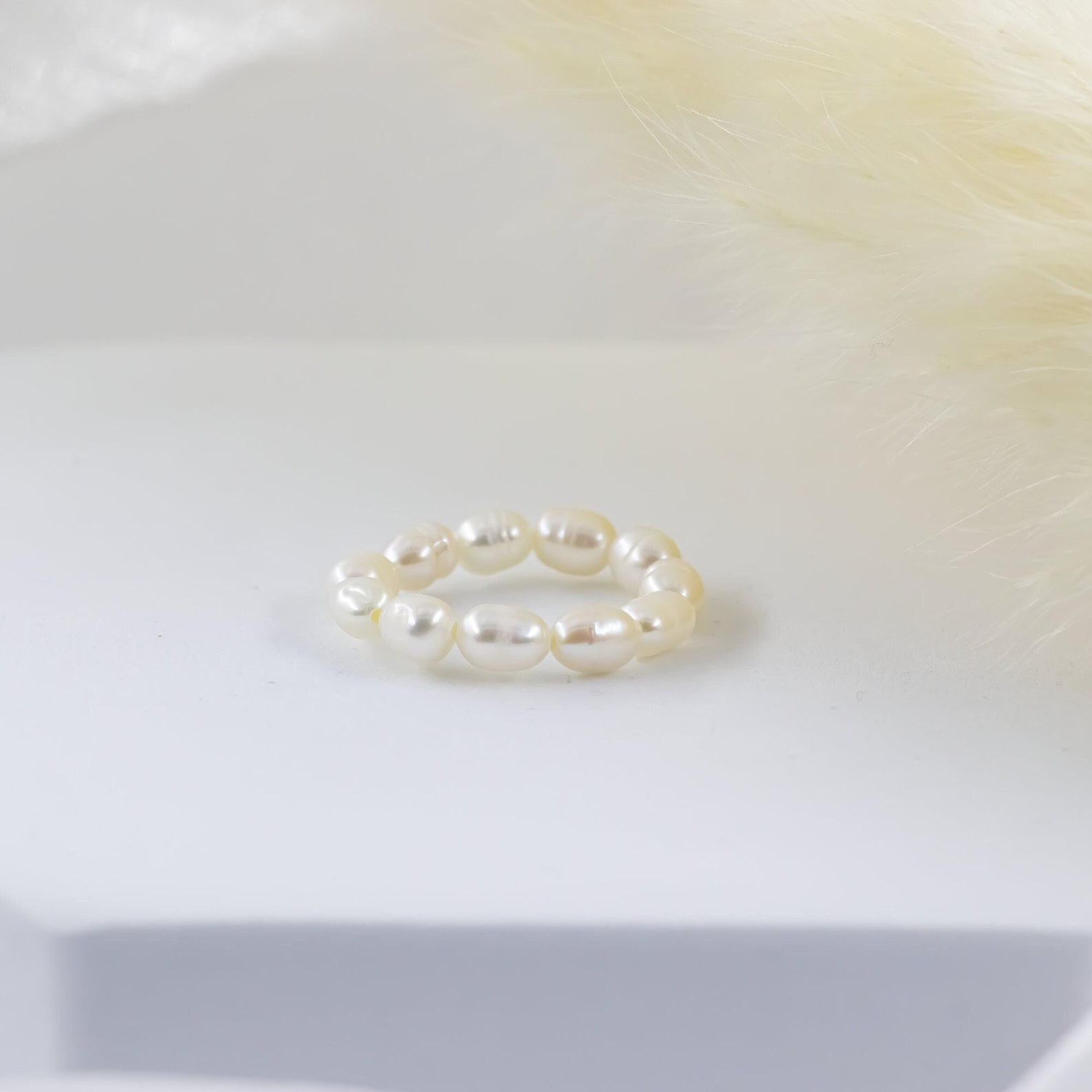 Elastic Freshwater Pearl Ring Adjustable / Stretch Ring - Etsy