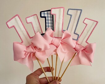 One Pink Bow Cake Topper - Etsy