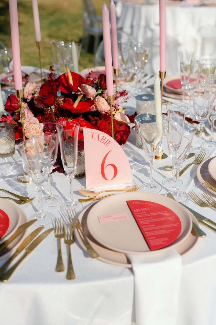 Pink Table Numbers Acrylic Table Numbers Wedding Table Numbers Pink ...