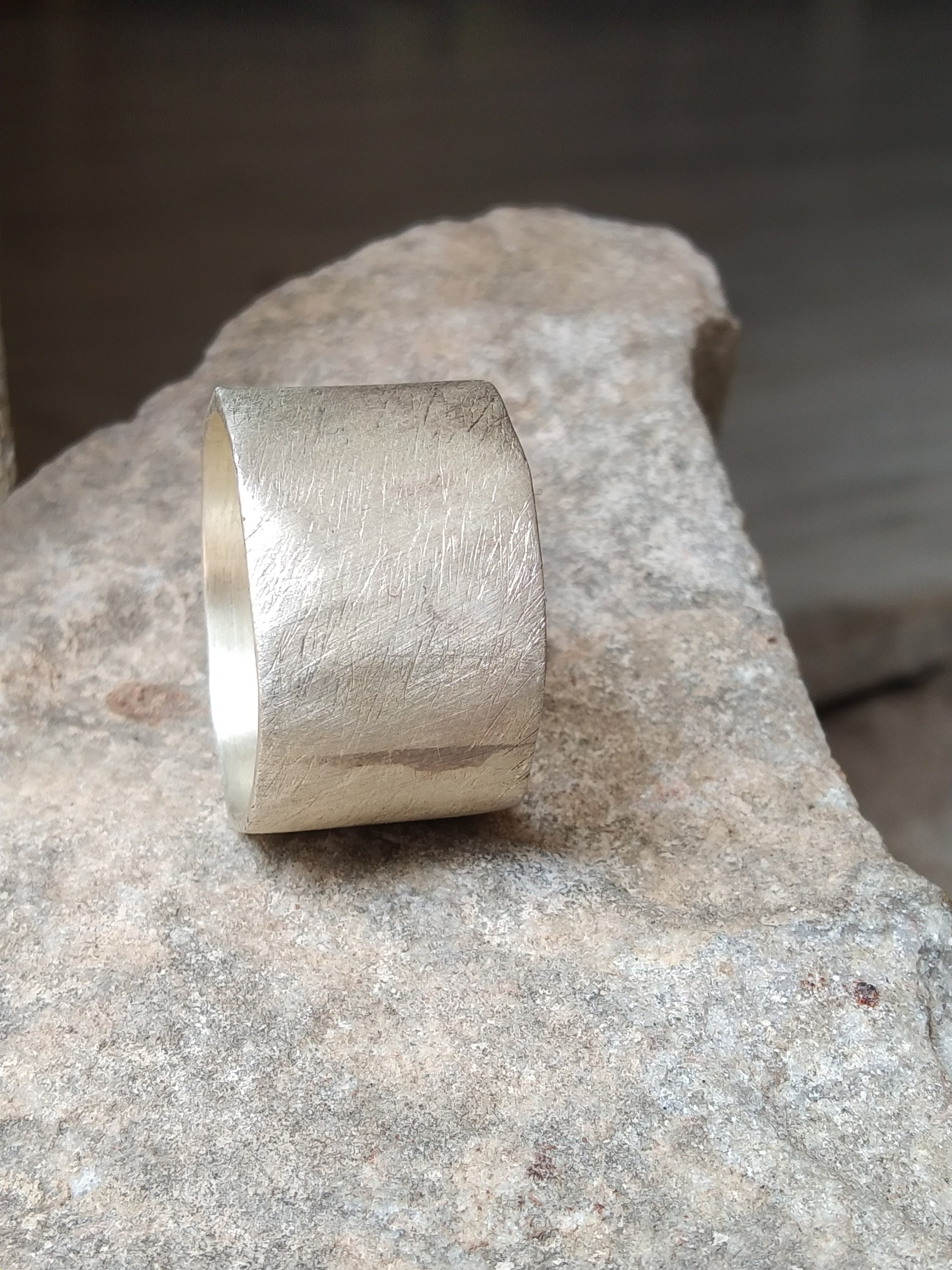 Silver Cigar Wedding Band, Sterling Silver Cigar Band Ring, Brushed ...