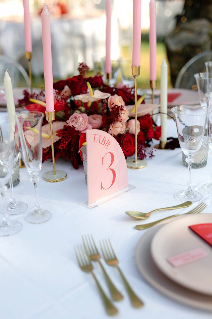 Pink Table Numbers Acrylic Table Numbers Wedding Table Numbers Pink ...