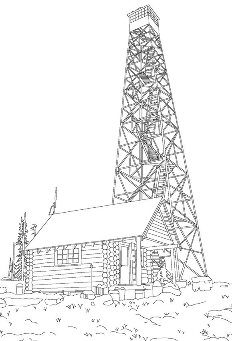 Fire Lookouts of the West Coloring Book - Etsy