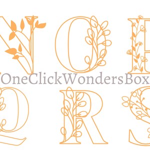 Orange Floral Monogram Alphabet SVG,PNG,JPG, Floral Monogram Frame ...