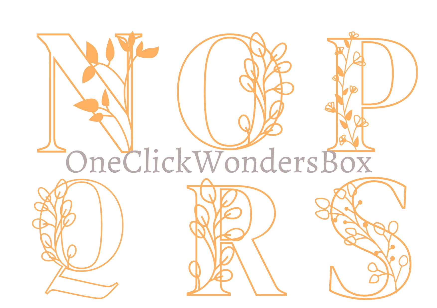 Orange Floral Monogram Alphabet SVGPNGJPG Floral Monogram - Etsy