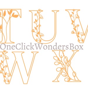 Orange Floral Monogram Alphabet SVG,PNG,JPG, Floral Monogram Frame ...