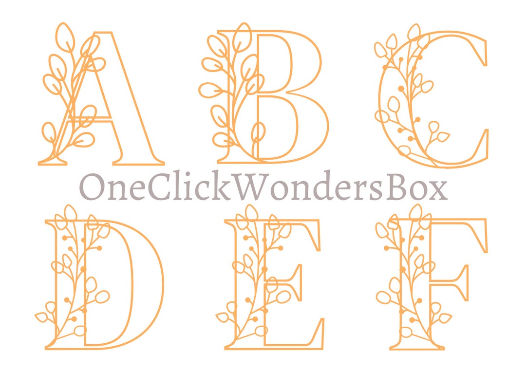 Orange Floral Monogram Alphabet SVG,PNG,JPG, Floral Monogram Frame ...