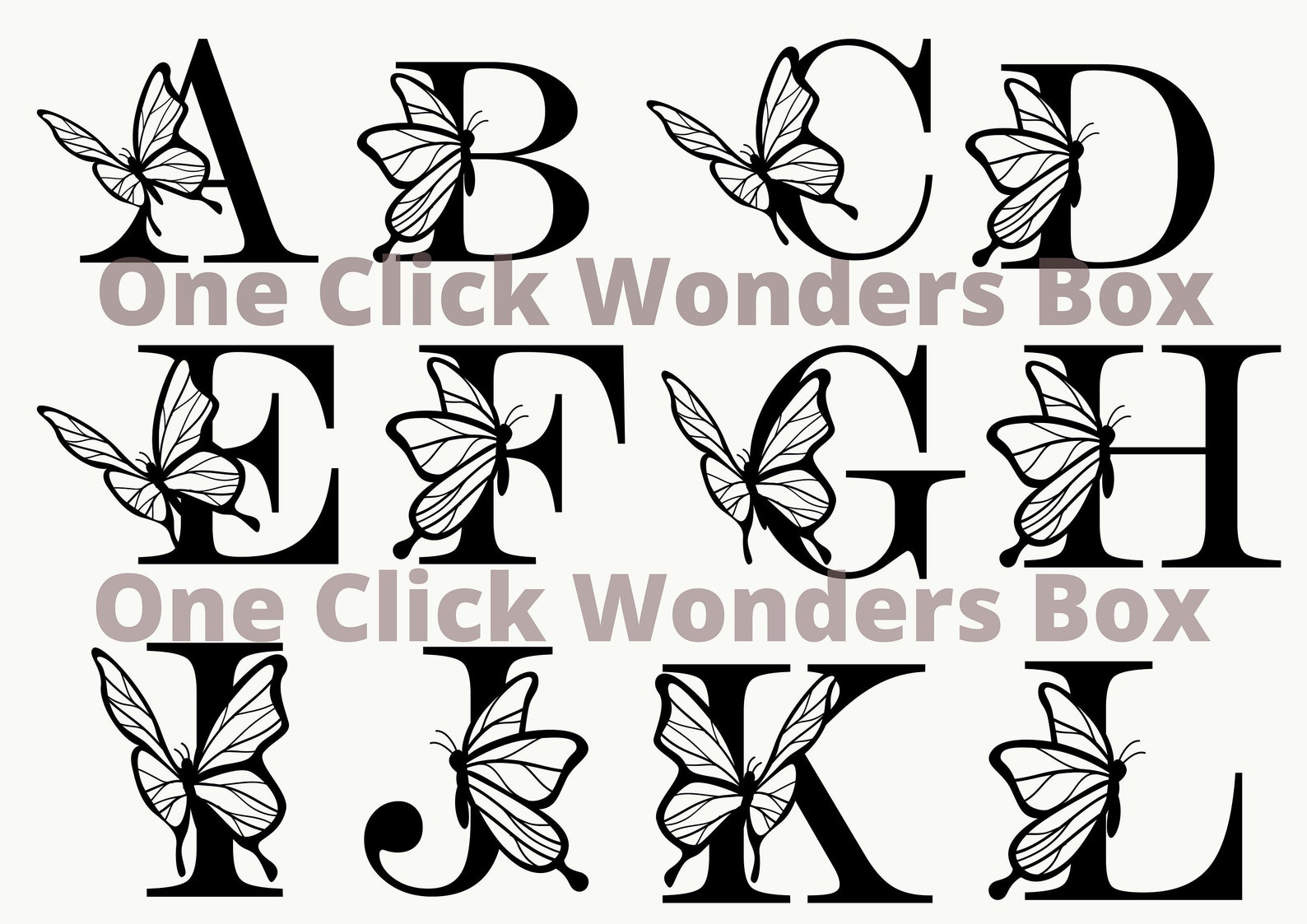 Butterfly Monogram Alphabet PNG JPG SVG Monogram Frame - Etsy UK