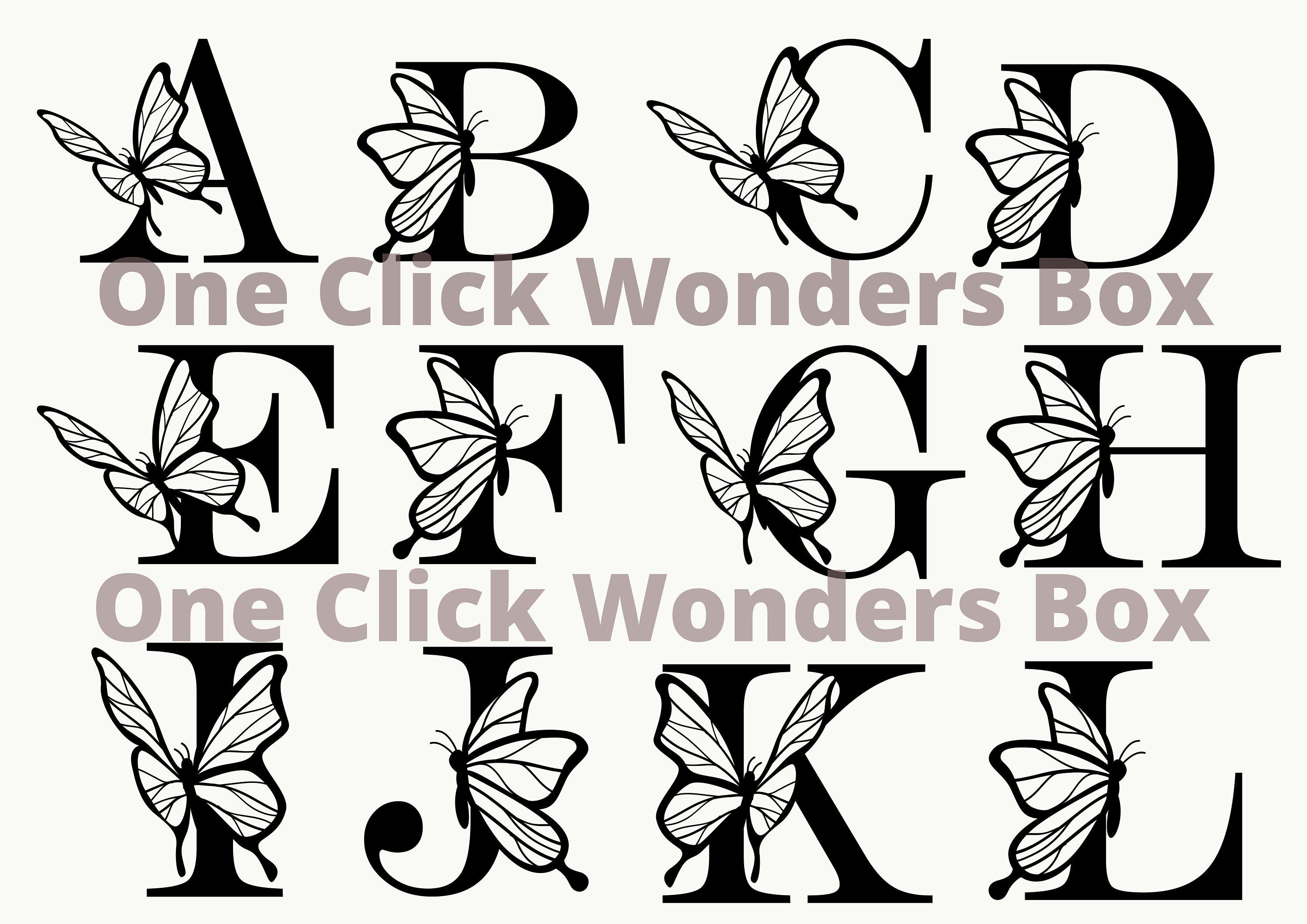 Butterfly Monogram Alphabet PNG JPG SVG Monogram Frame - Etsy Israel