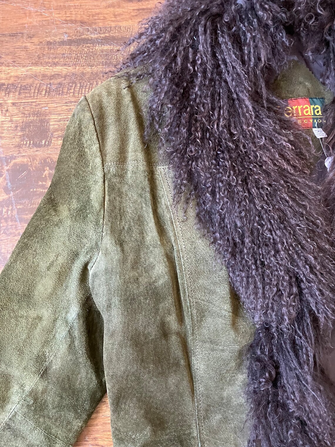 Shearling Pennylane Coat Vintage 1970s Ferrara Olive Green Suede and ...