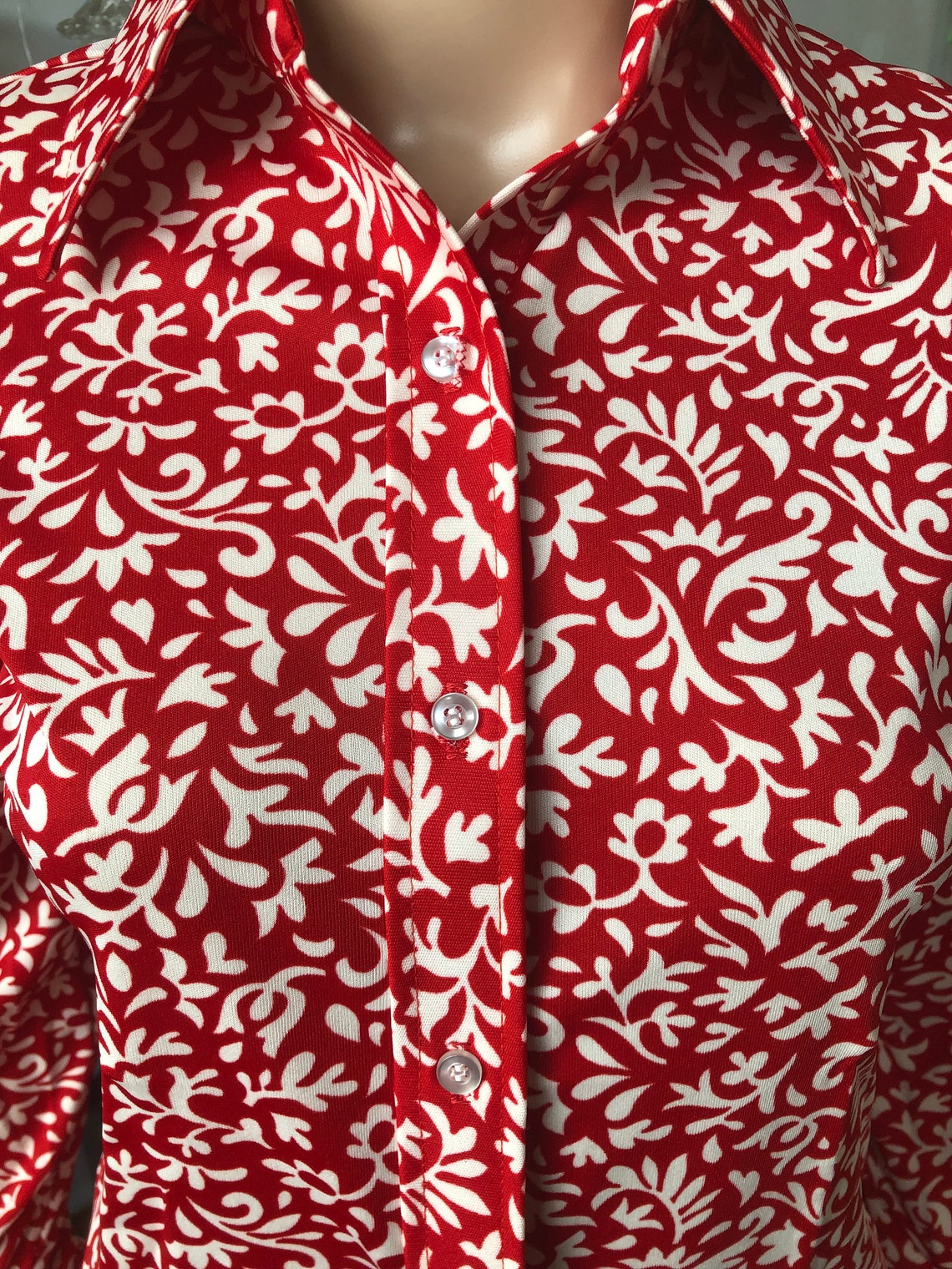 1970s Jcpenney Red Pasley Button Down - Etsy