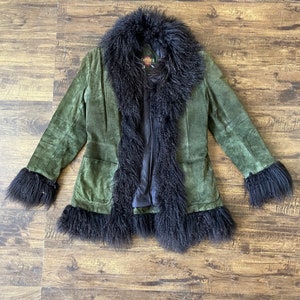 Shearling Pennylane Coat Vintage 1970s Ferrara Olive Green Suede and ...