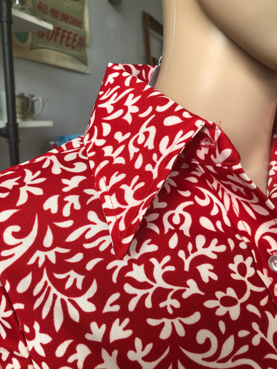 1970s Jcpenney Red Pasley Button Down - Etsy