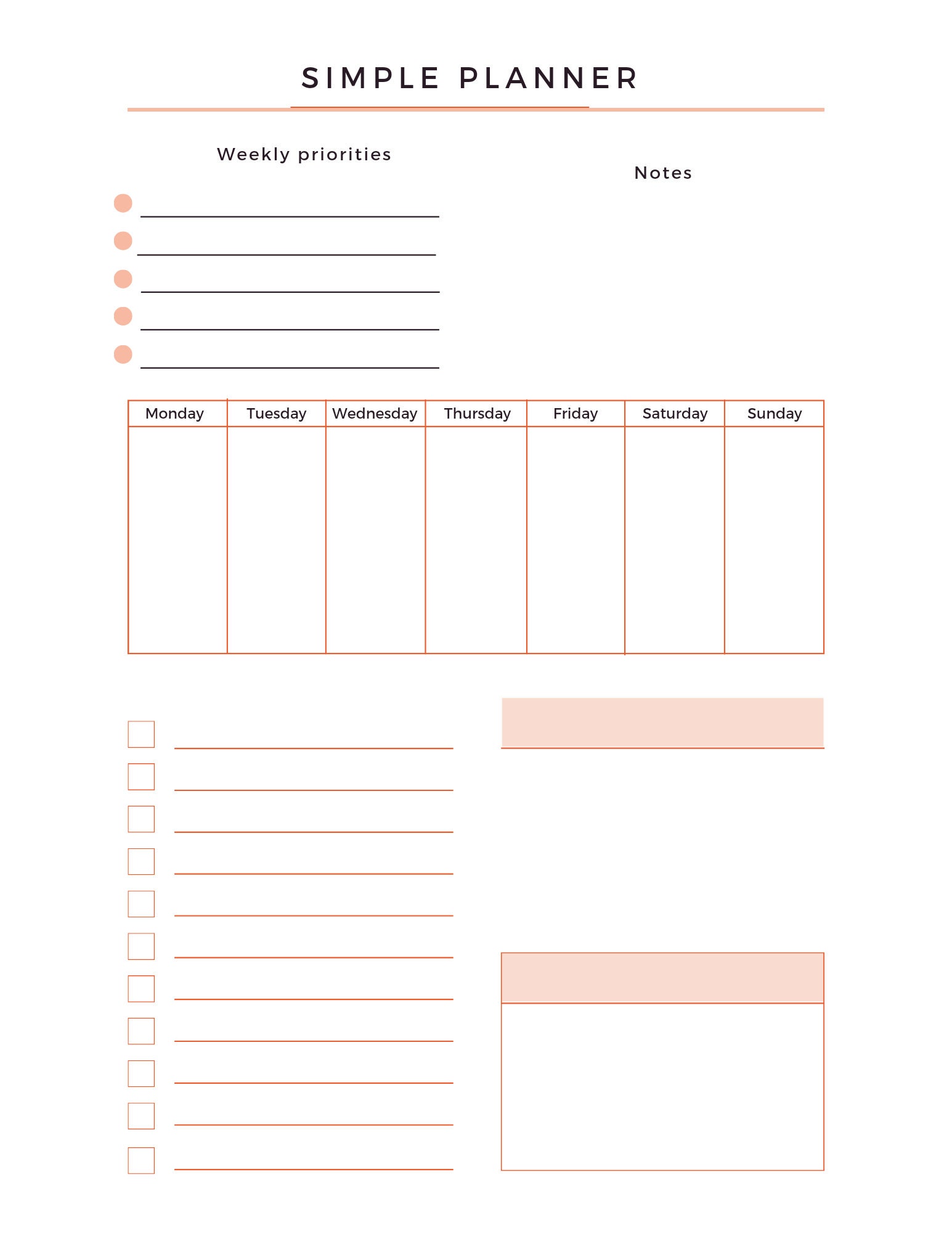 Simple Planner Digital Download Printable for Homeschool or Meal ...