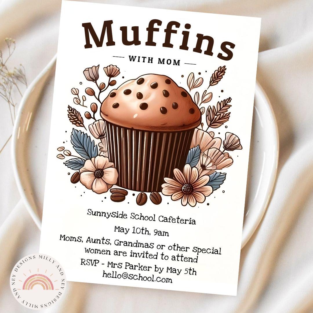 Muffins With Mom Template, Editable Invitation for Mother's Day ...