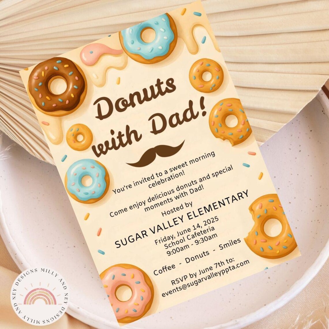 Donuts With Dad Flyer Template, Editable School Event Invitation ...