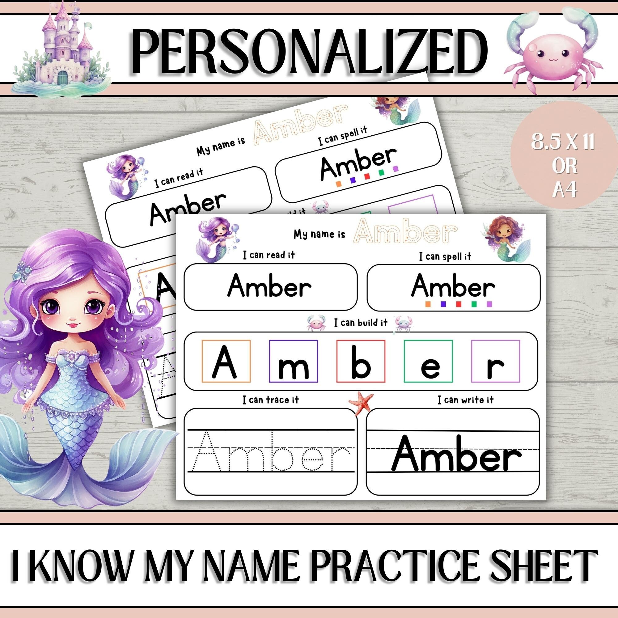 Personalized Name Tracing Sheet for Kindergarten Preschool Printable ...