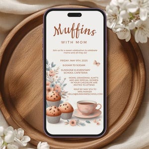 Muffins With Mom Template, Editable Invitation for Mother's Day ...