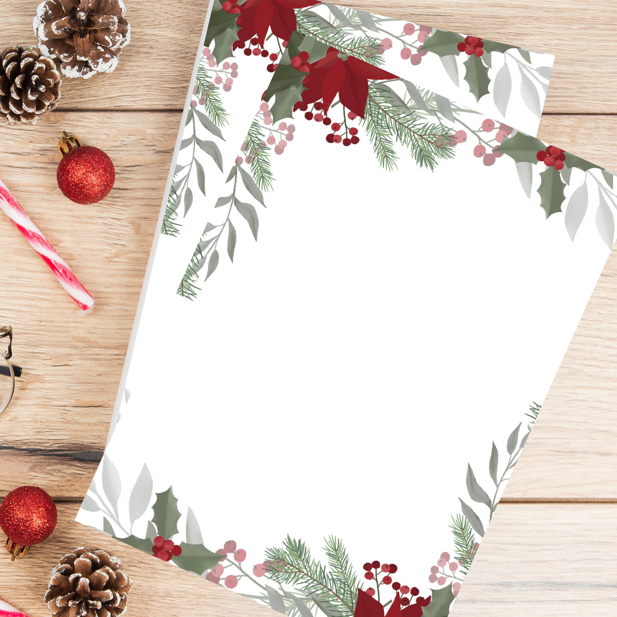 Printable Christmas Stationery Digital Download Christmas Letter Paper ...
